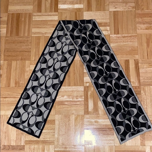 Coach | Accessories | Coach Black And Silver Logo Scarf | Poshmark